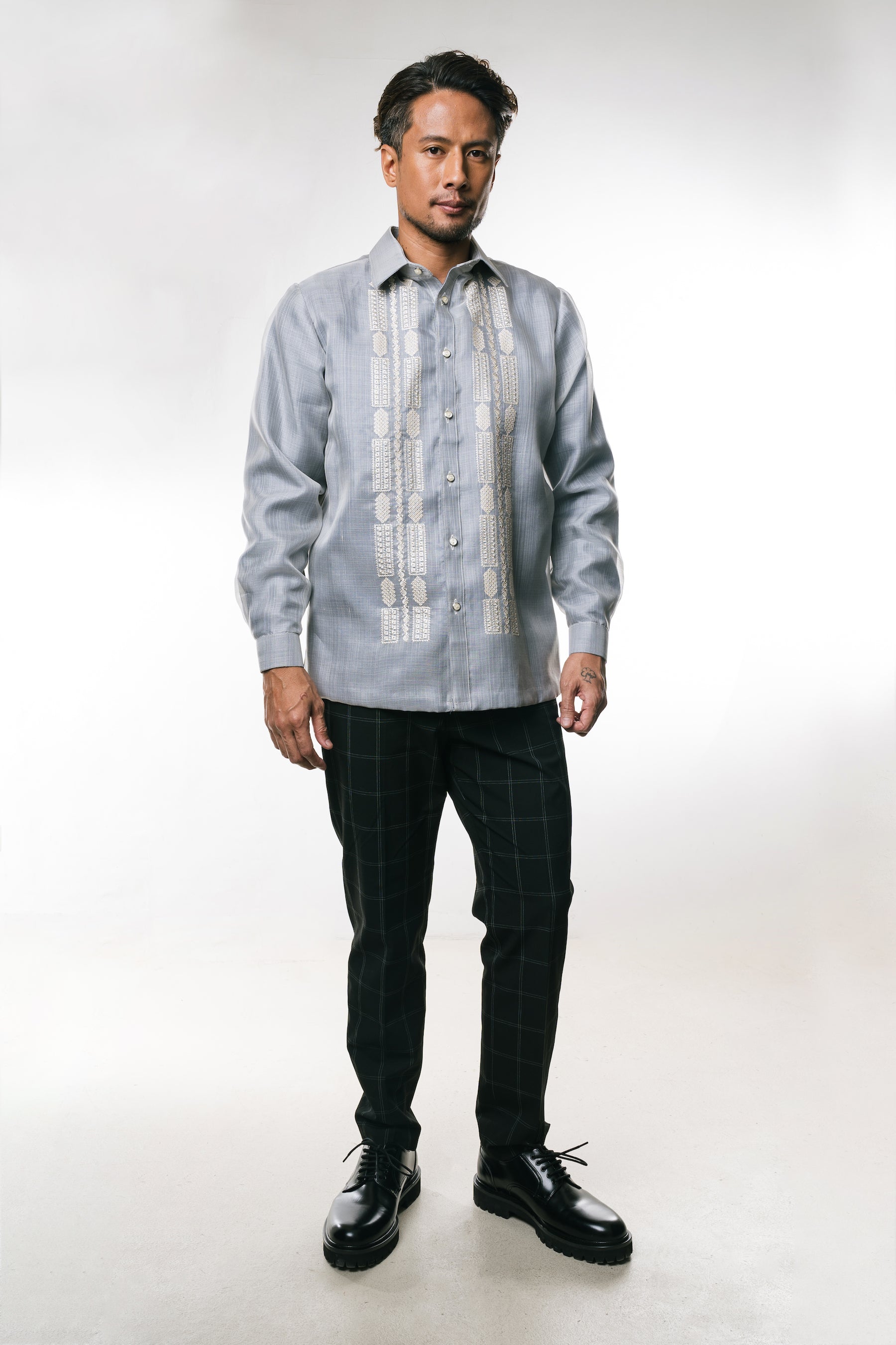 Gabriel Mens Barong Tagalog | Gray | Modern Filipino by The Mestizo LA