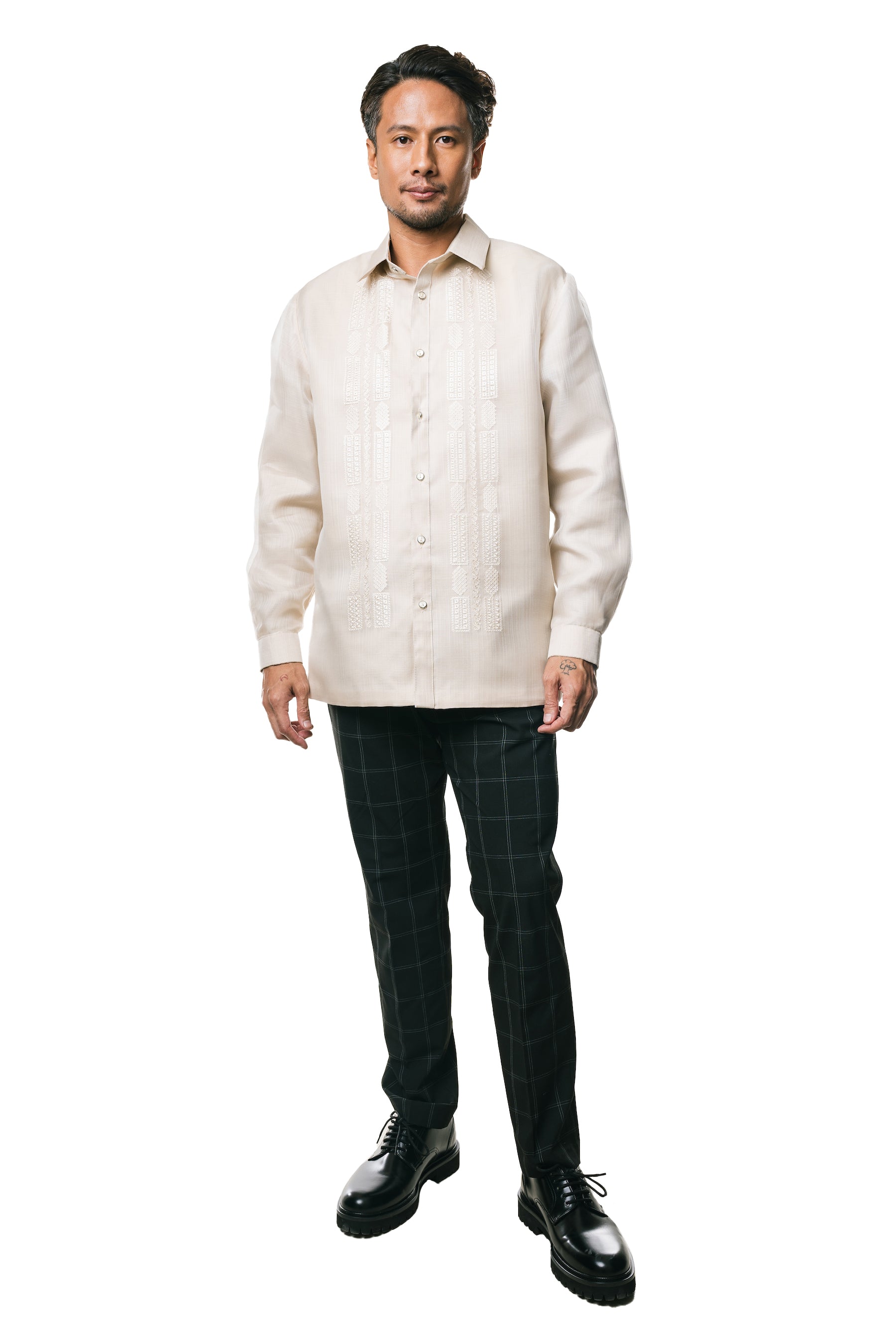 Gabriel Cocoon Silk Barong – Classic Beige Men’s Barong by Mestizo