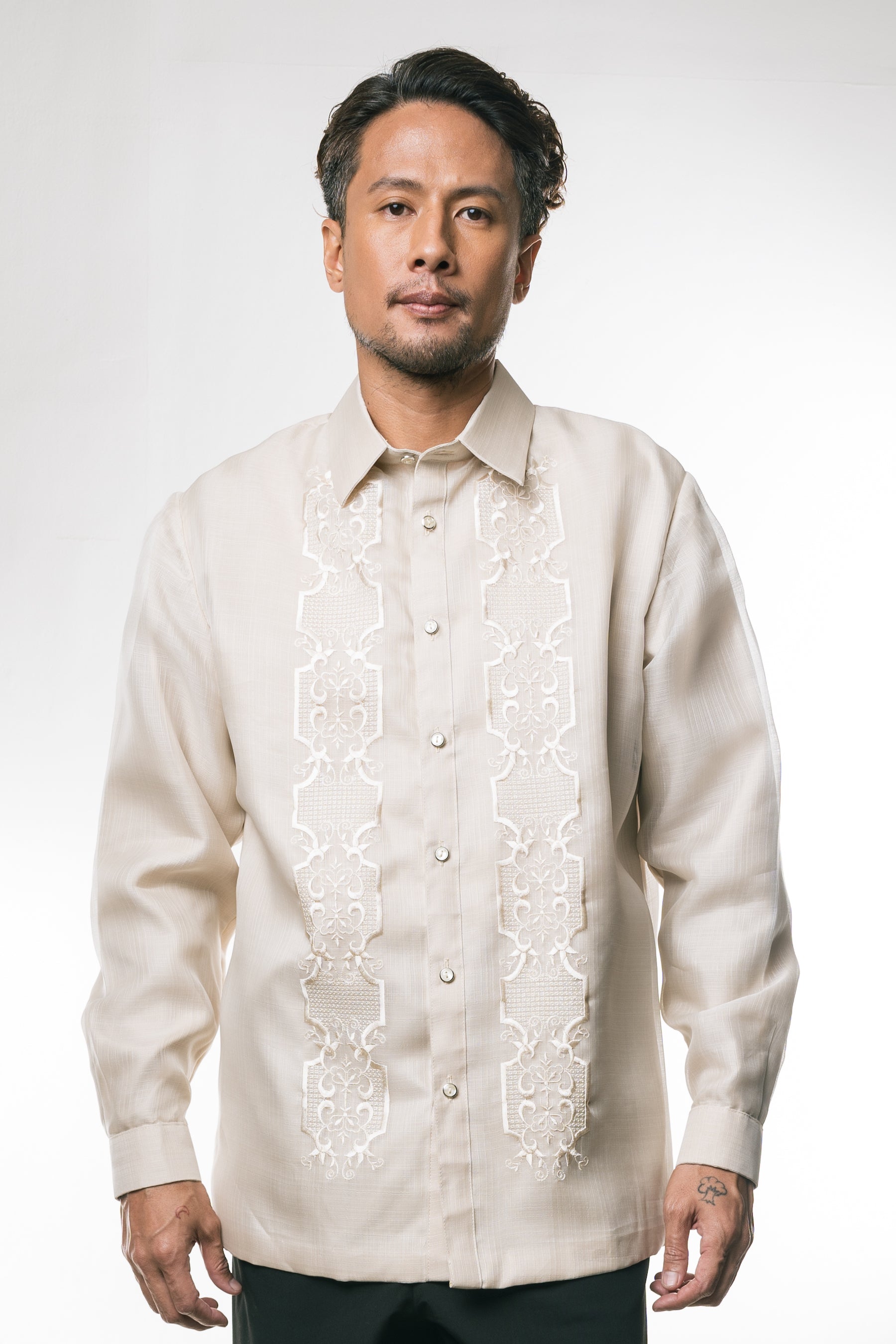 Lucas Mens Barong Tagalog | Beige | Modern Filipino by The Mestizo LA
