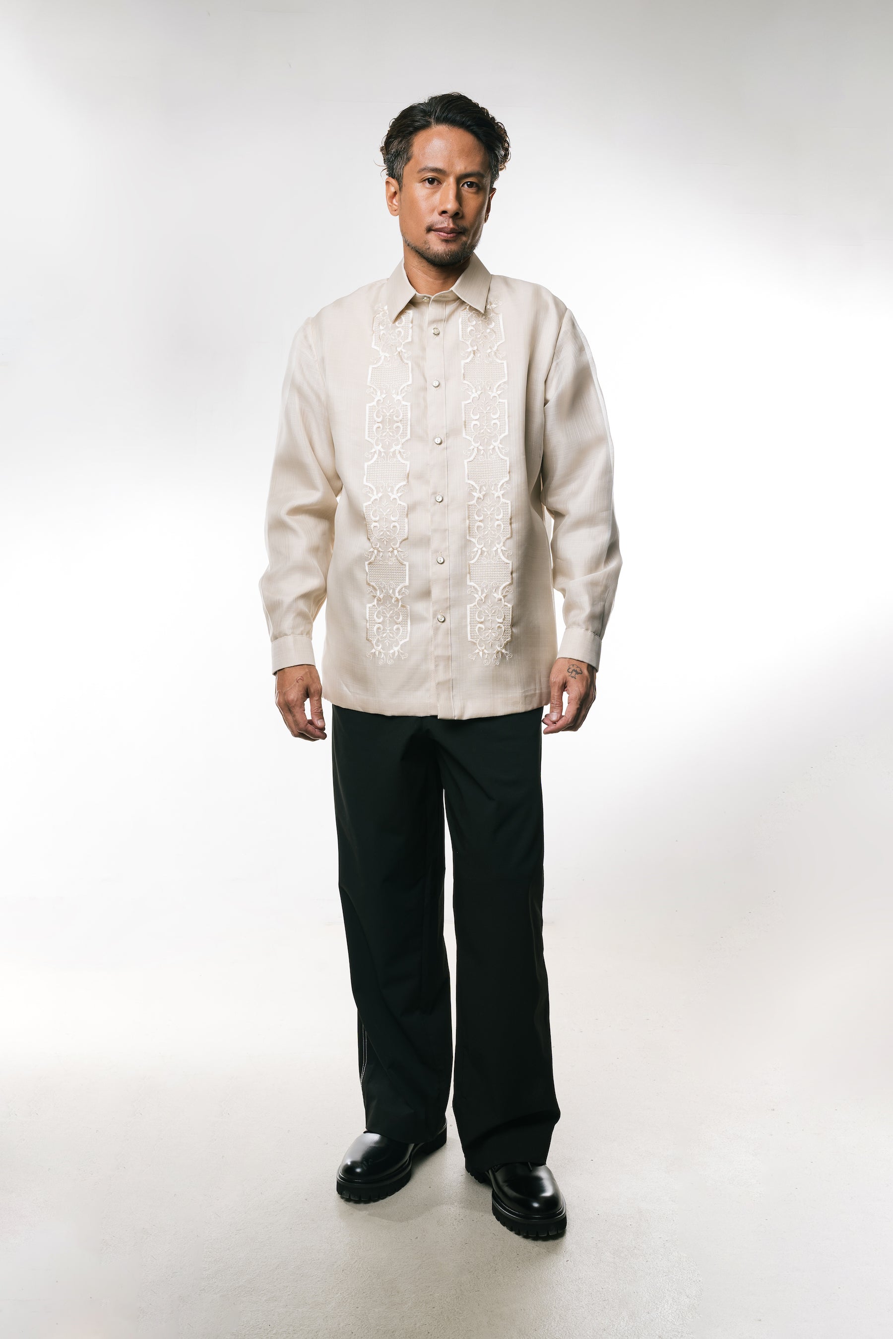 Lucas Mens Barong Tagalog | Beige | Modern Filipino by The Mestizo LA