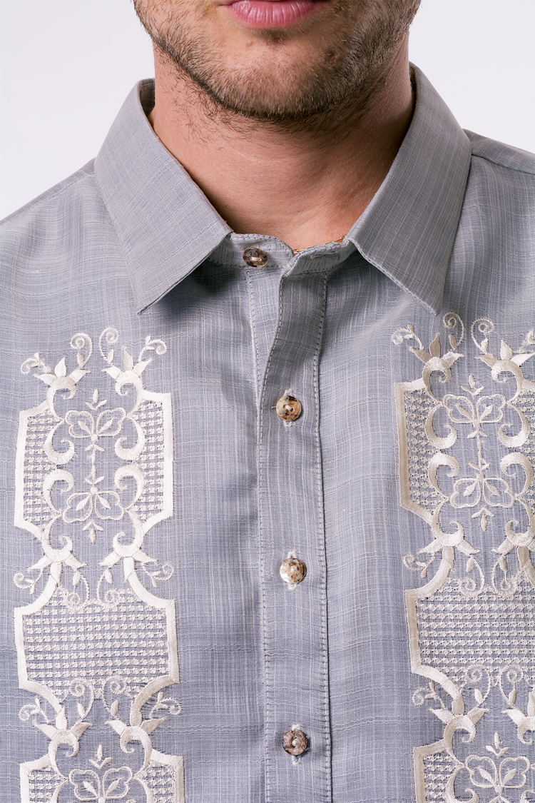Lucas Mens Barong Tagalog | Gray | Modern Filipino by The Mestizo LA
