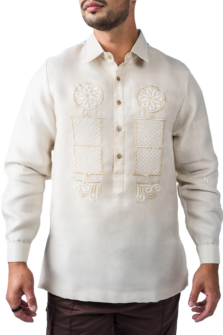 Ramon Mens Barong Tagalog | Beige | Modern Filipino by The Mestizo LA