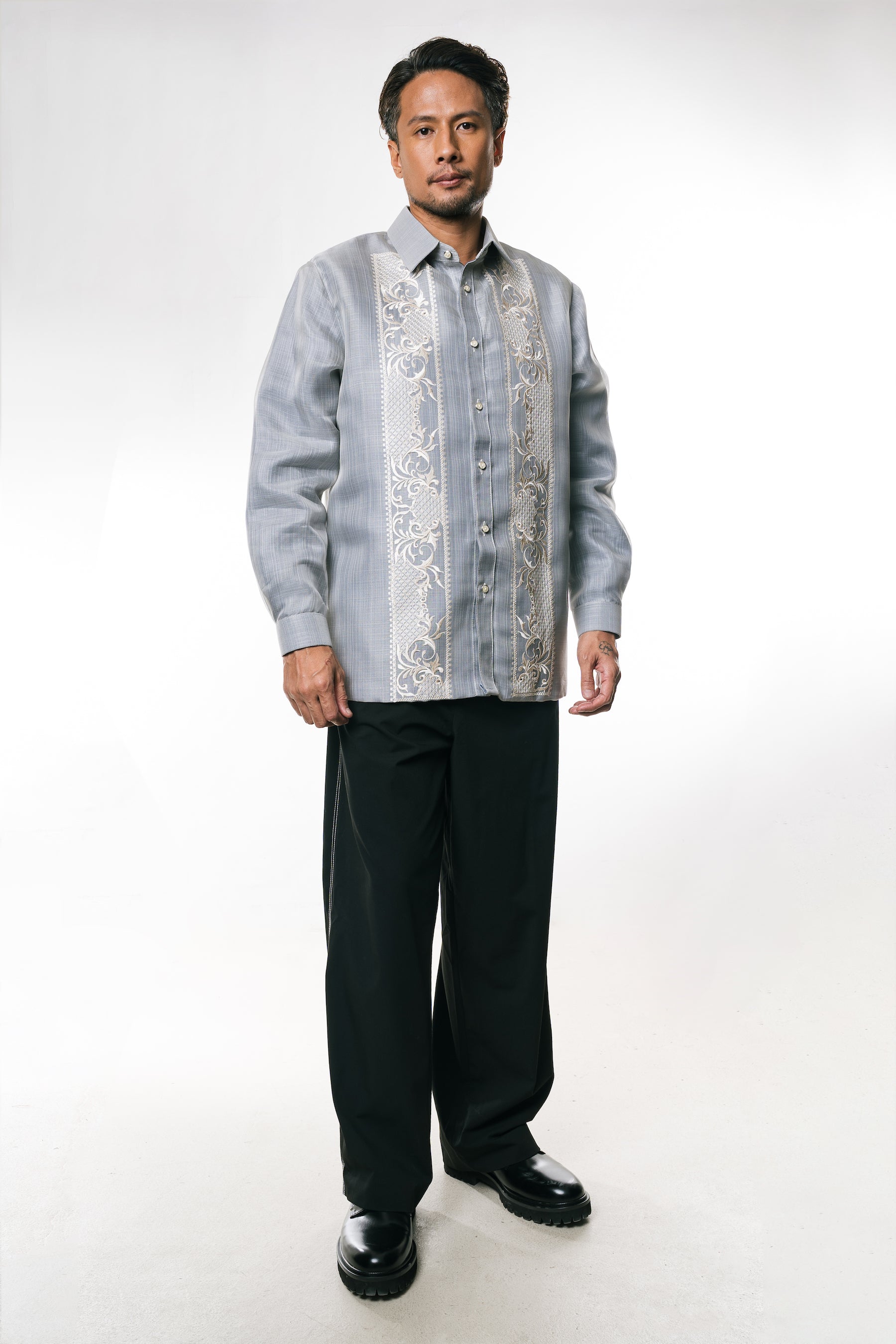 Pedro Mens Barong Tagalog | Gray | Modern Filipino by The Mestizo LA