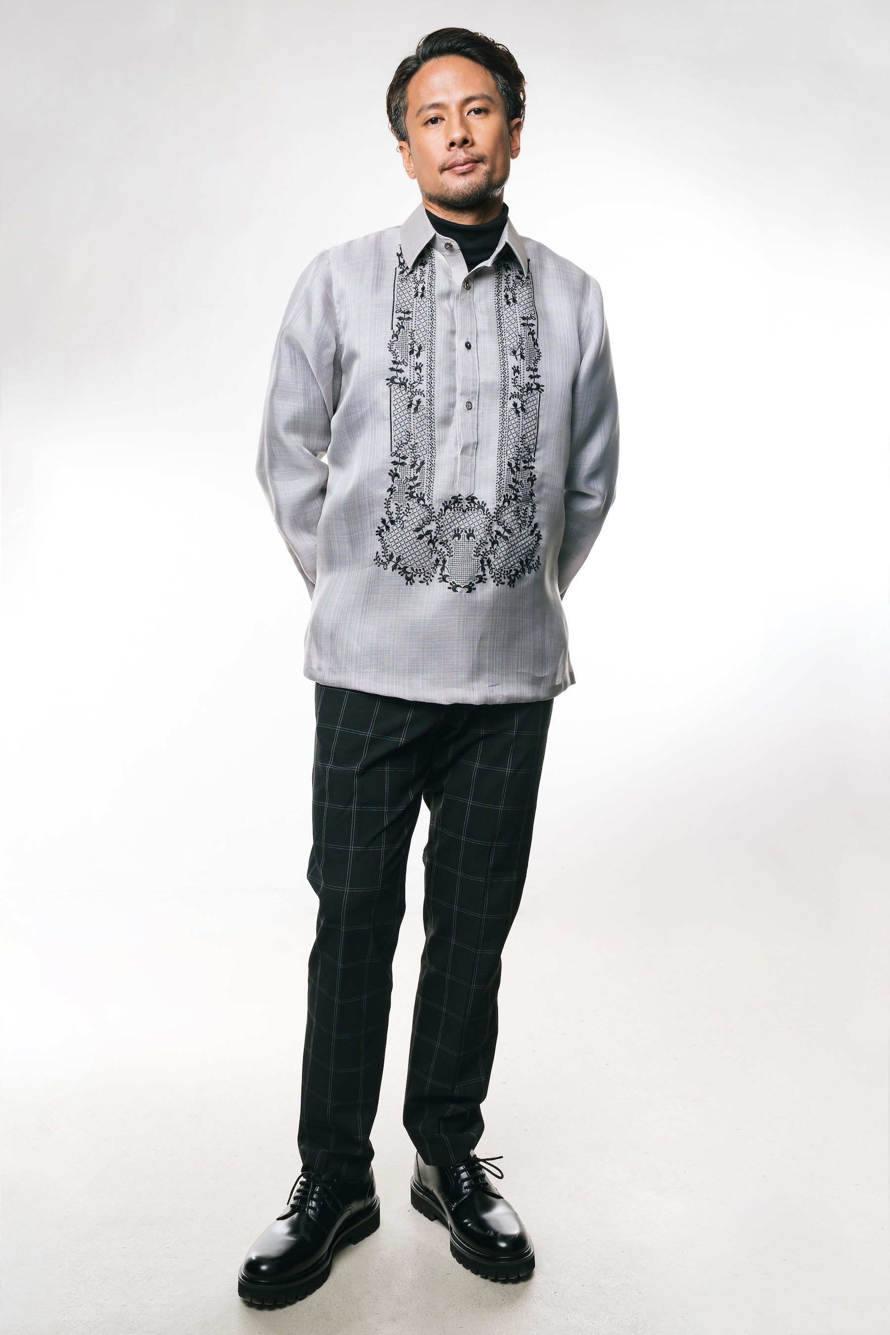 Roberto Mens Barong Tagalog | Gray | Modern Filipino by The Mestizo LA