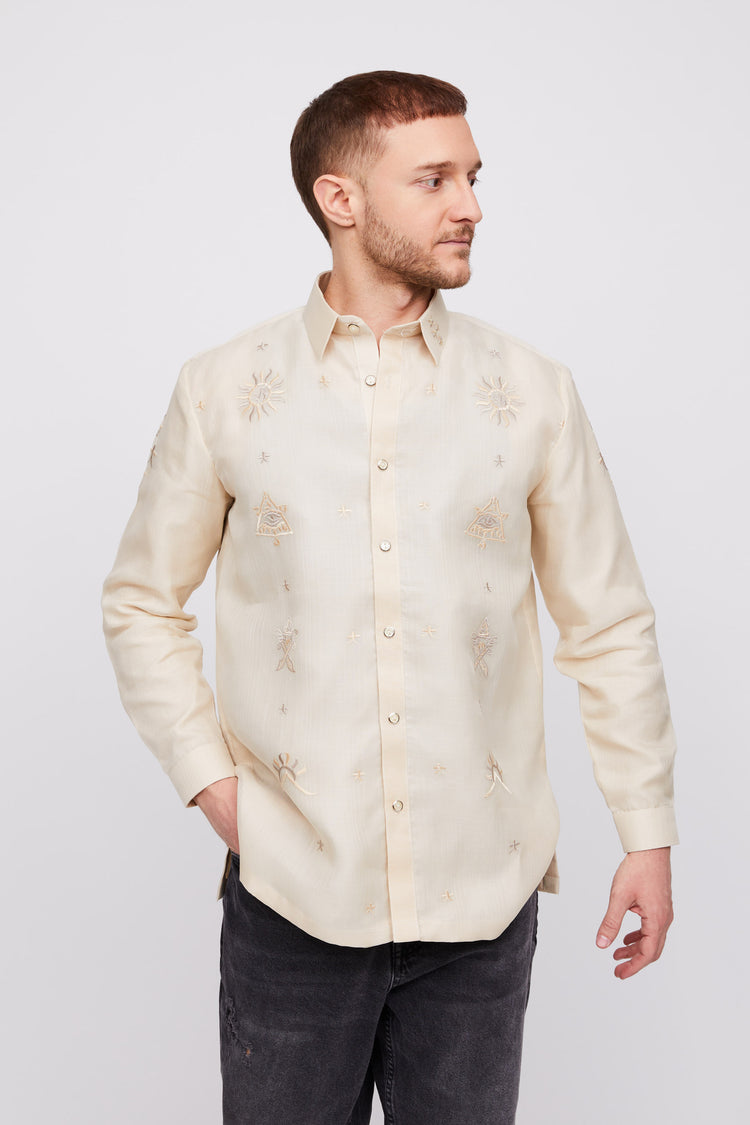 Danilo Men's Barong Tagalog | Beige | Modern Filipino by The Mestizo LA