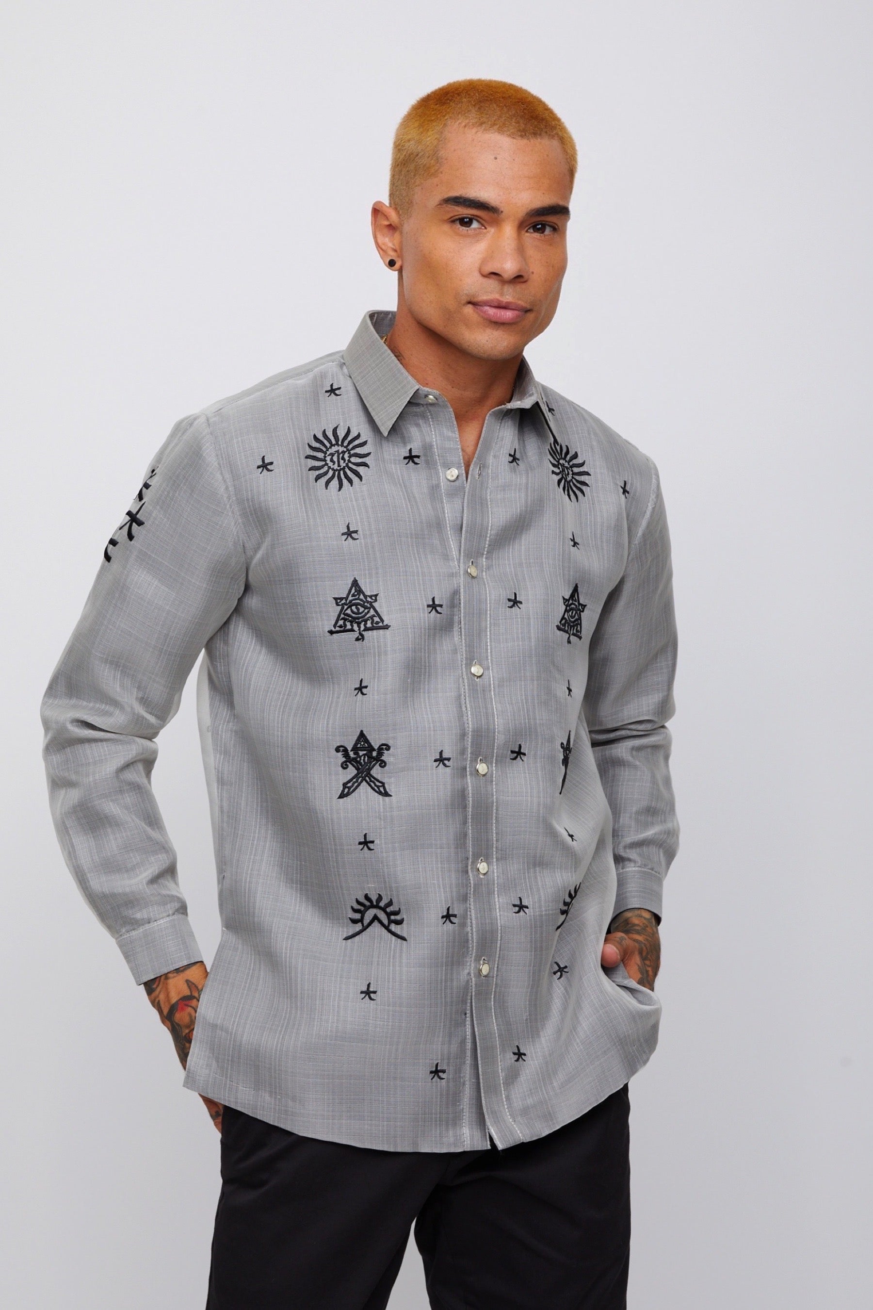 Danilo Mens Barong Tagalog | Black | Modern Filipino by The Mestizo LA