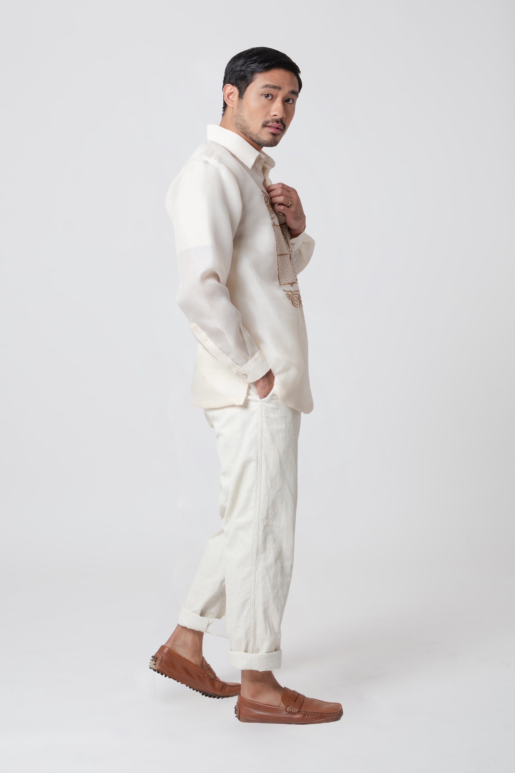 Ramon Mens Barong Tagalog | Beige | Modern Filipino by The Mestizo LA